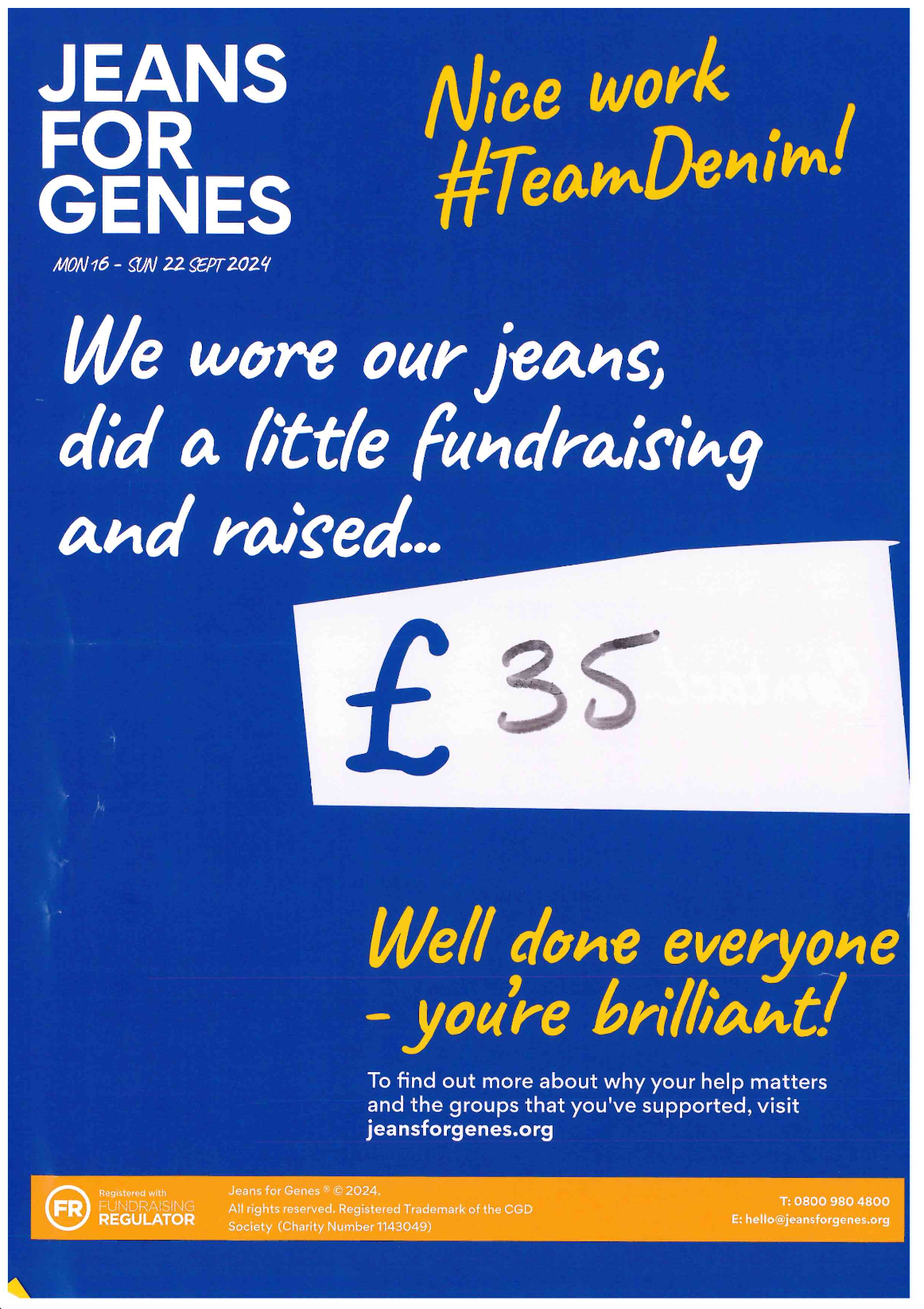 A Big Thank You for Supporting Our Jeans for Genes Day! - Lamb & Holmes Solicitors